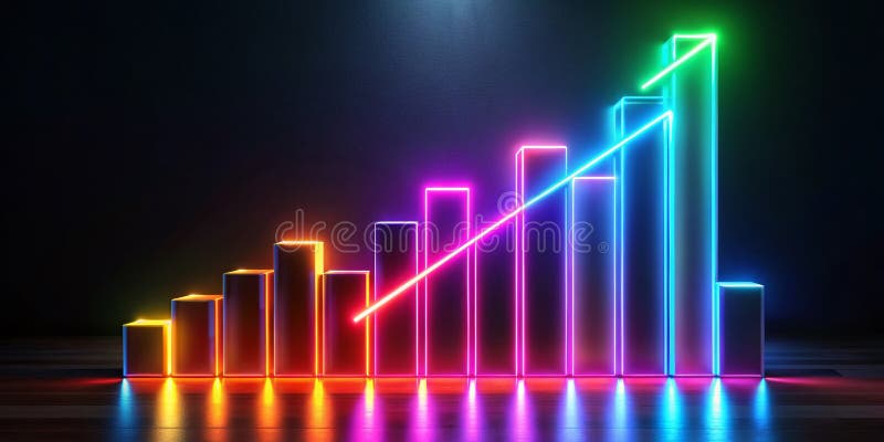Visualizing Business Success a Vibrant Neon Bar Graph Illustrates ...