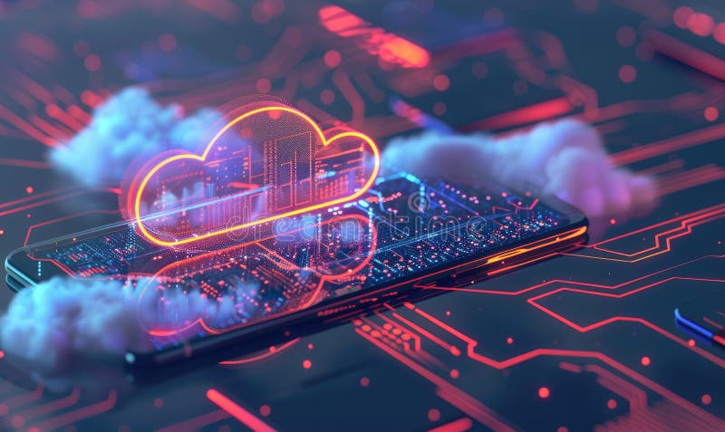 Visualizing Cloud Data Concept with Digital Storage Icons Stock ...