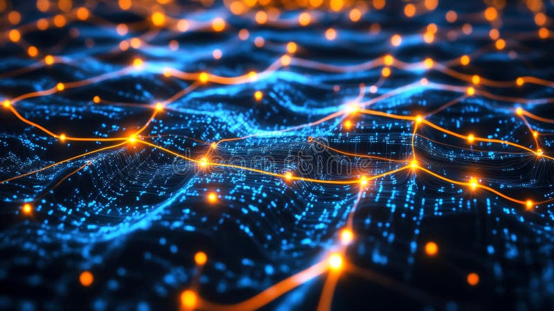 Visualizing the Complexity of AI-generated Networks with Glowing Data Streams Stock Photo ...