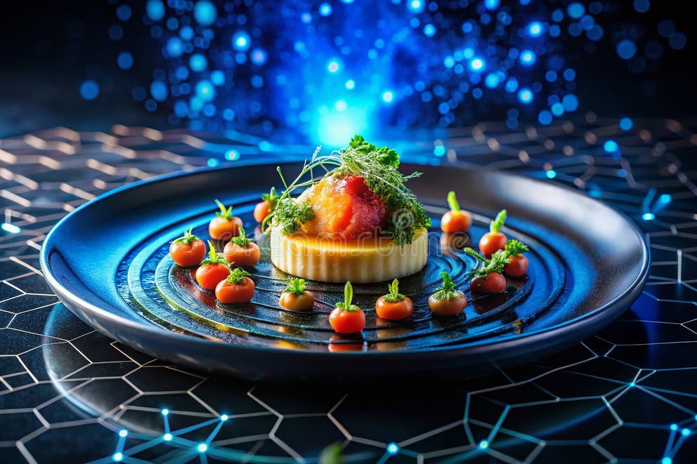 Visualizing Culinary Innovation a Holographic Food Display Showcasing ...
