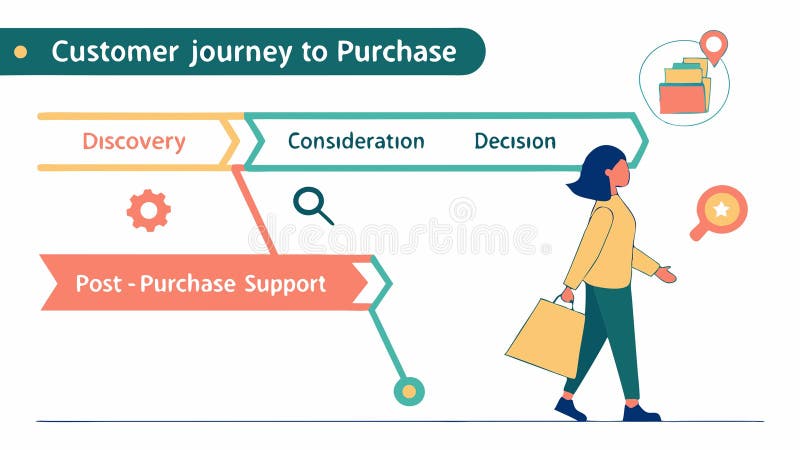 Visualizing the Customer Journey from Discovery To Purchase, Vector ...