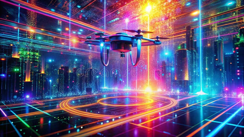 Visualizing Cyber Data Flow Futuristic Drone Perspective on RealTime SQL Code Streams Stock ...