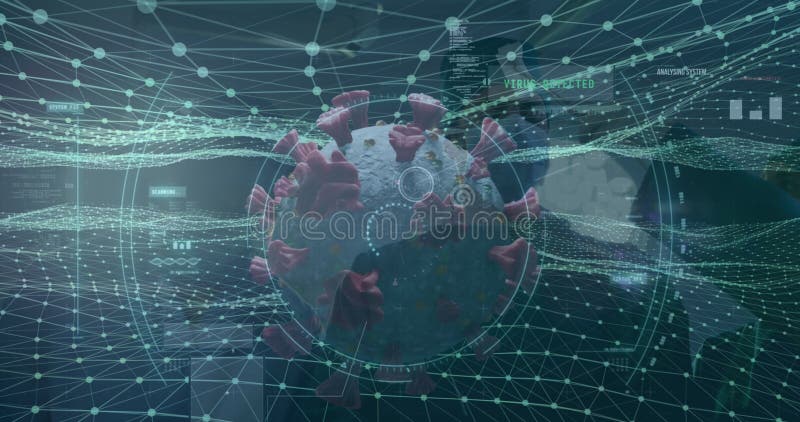 Visualizing 3D Coronavirus Particle Floating in Virtual Dashboard, with Node Mesh and World Map ...