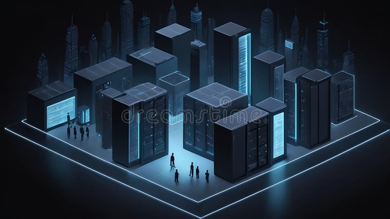 Visualizing Data Centers Representing Virtual Cityscape Stock ...