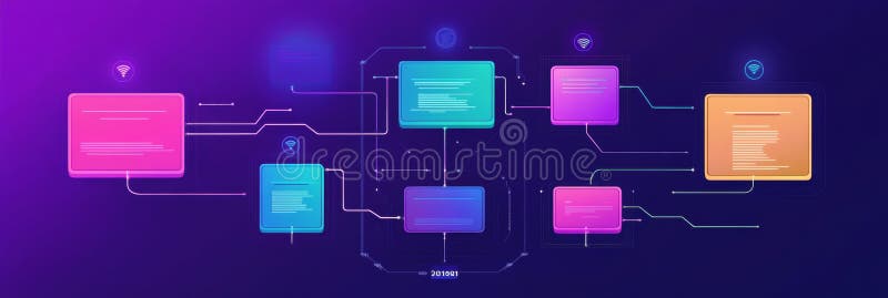 Visualizing Data Flow Sticky Note System on a Vibrant Neon Background ...