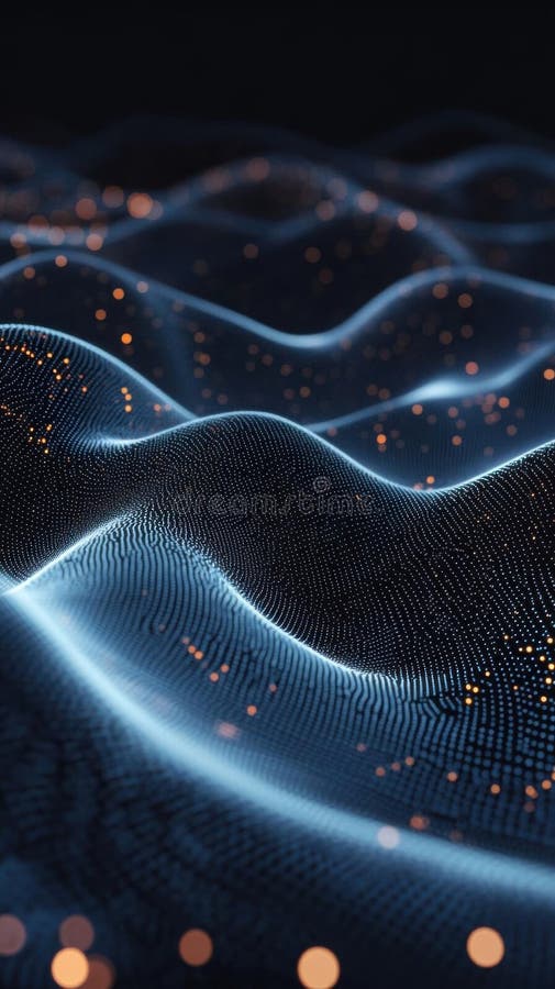 Visualizing Data, a Flowing Abstract Wave of Points and Lights Stock ...