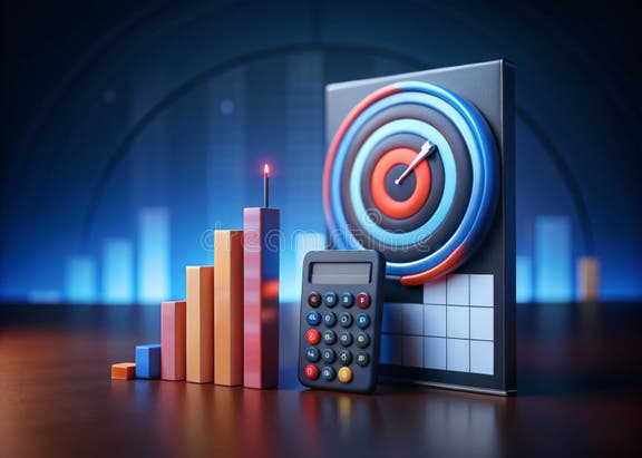 Visualizing Data with Precision a 3D Calculator Bar Chart and Target ...