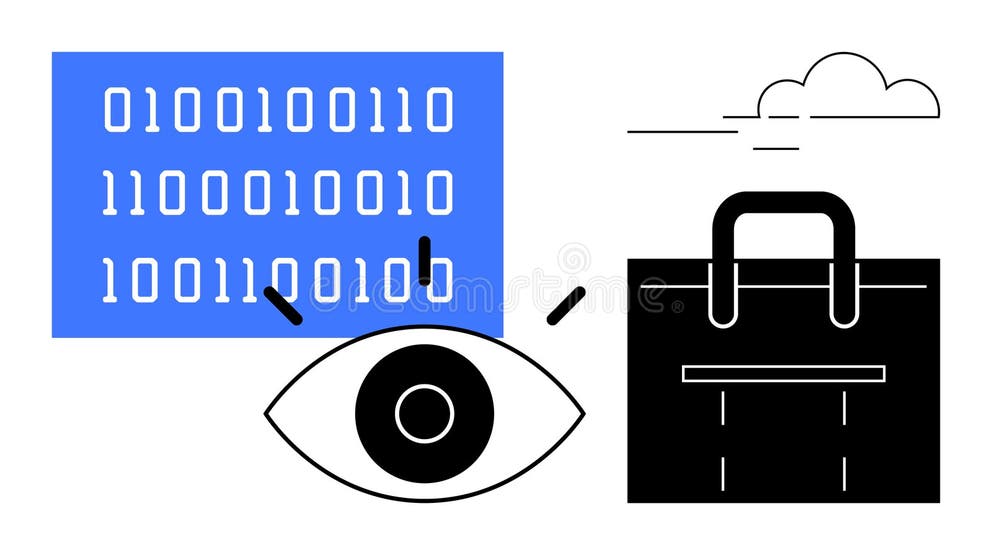 Visualizing Data, Privacy, and Online Shopping with Binary Code and Eye Symbol Stock ...