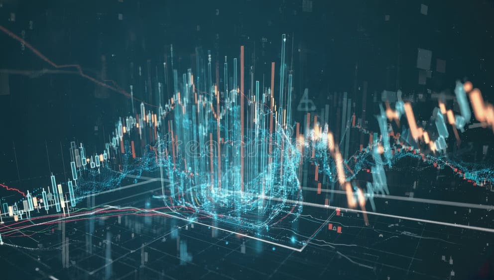 Visualizing Data Trends in Real-time on a Digital Screen Stock Image ...