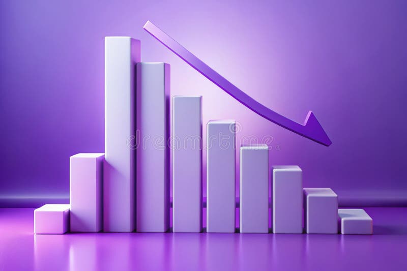 Visualizing Declining Trends 3D Purple and White Bar Graph with Falling ...