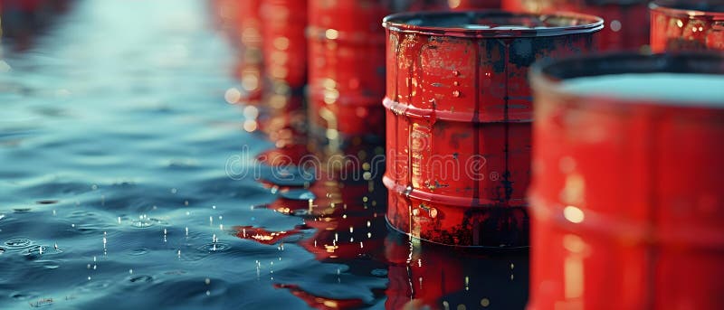 Visualizing Environmental Pollution: D Render of Red Metal Barrels ...