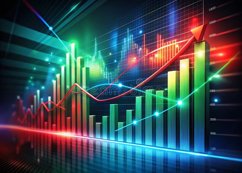Visualizing Financial Growth a Long Exposure Bar Graph Depicts Dynamic ...