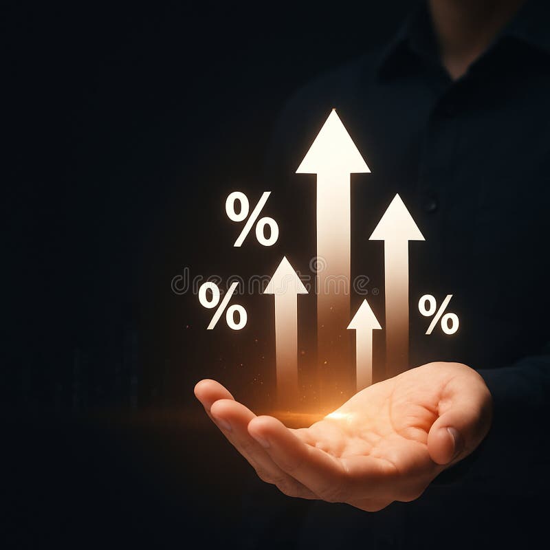 Visualizing Financial Growth: Rising Percentages and Upward Arrows ...