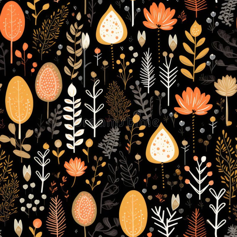Visualizing Forest Seamless Patterns in Autumn, with Vibrant Trees ...