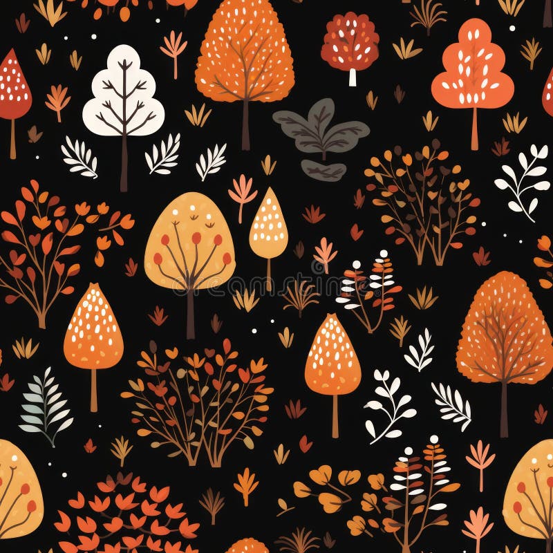 Visualizing Forest Seamless Patterns in Autumn, with Vibrant Trees ...
