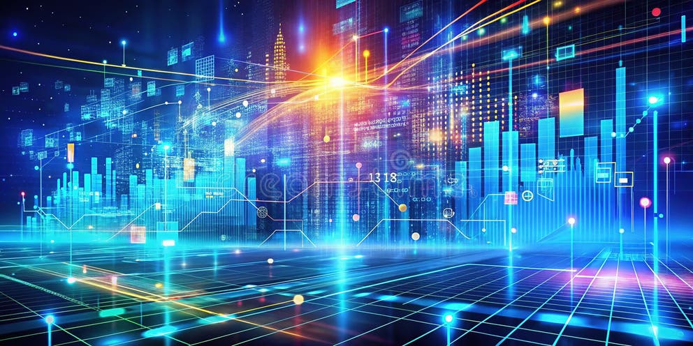 Visualizing the Future a Futuristic Blue Digital Matrix Depicting the ...