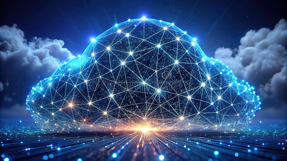 Visualizing the Future of Global Connectivity a 3D Embossed Mesh Network Illustrating Cloud ...