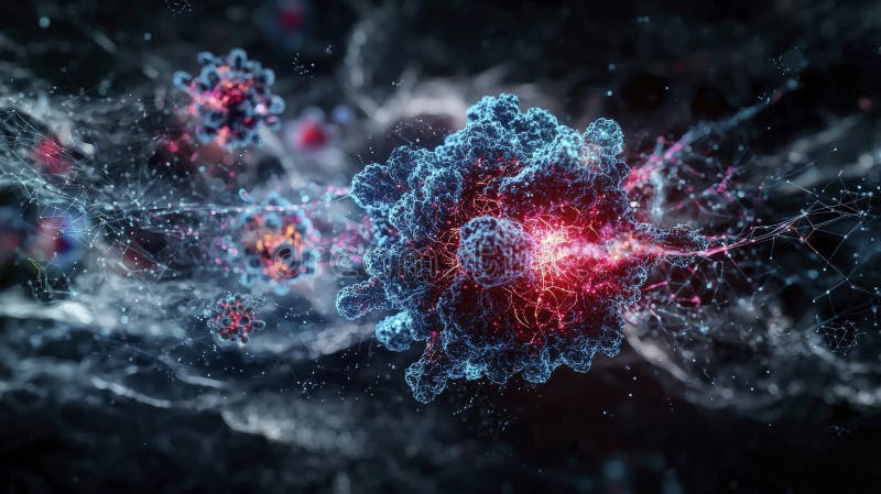 Visualizing Futuristic Cellular Communication Abstract Digital Art in a ...