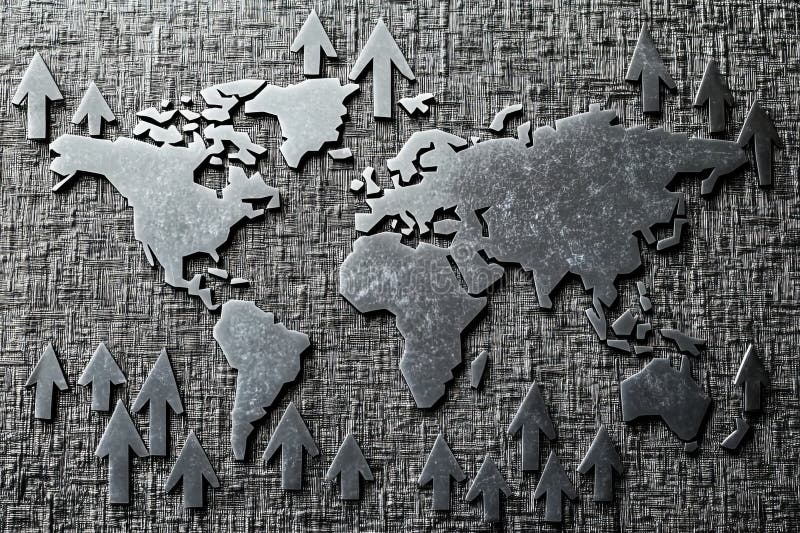 Visualizing Global Business Growth through a Metallic World Map with ...