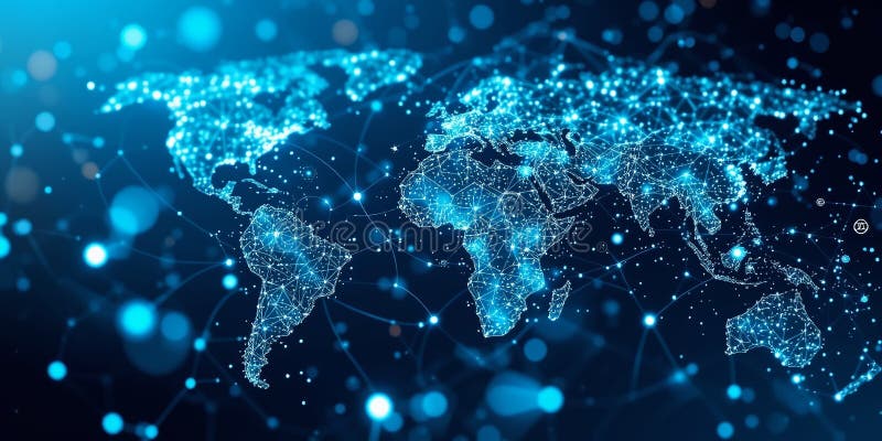 Visualizing Global Digital Connectivity a World Map Interface Depicting International Network ...