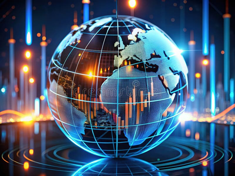 Visualizing Global Finance a 3D Globe Depicting Interconnected ...