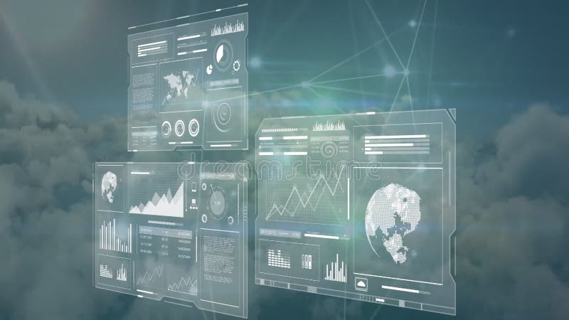 Visualizing Global Network with Digital Data Analytics in Cloud Animation Background Stock ...