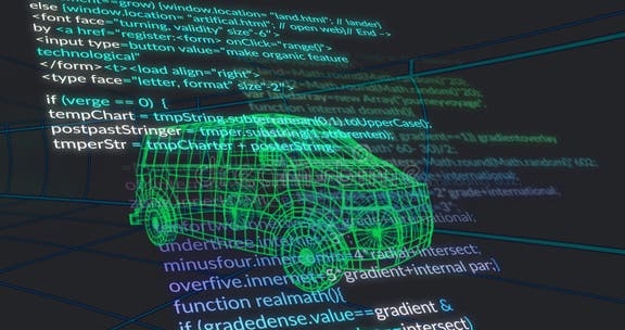Visualizing Green Wireframe Van Model Rotating in Virtual 3D Grid Environment, with Code ...