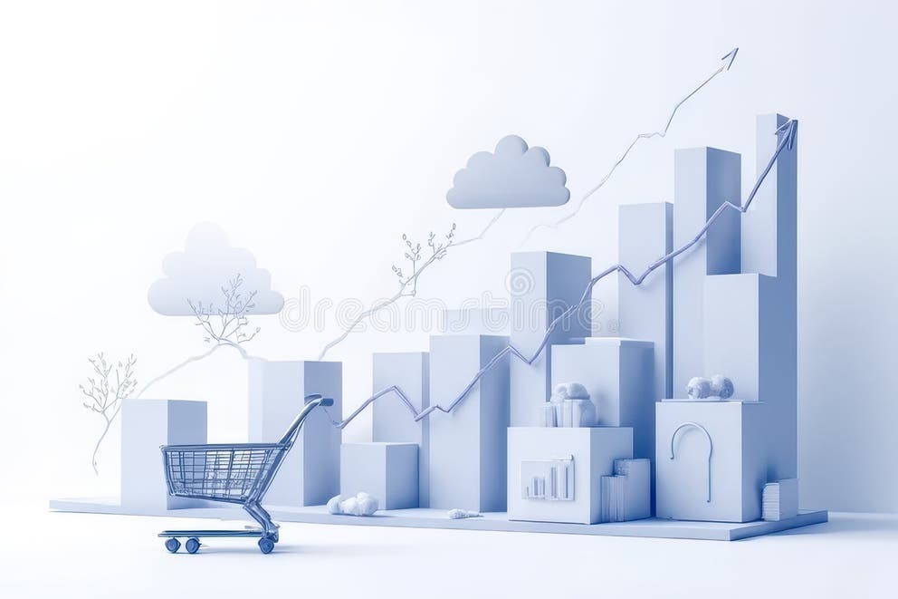 Visualizing Growth in E-Commerce and Sales Stock Illustration ...
