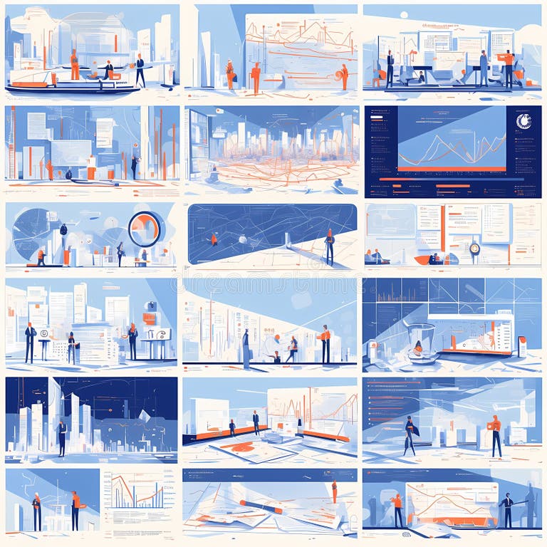 Visualizing Growth: an Office Filled with Dynamic Charts Stock ...