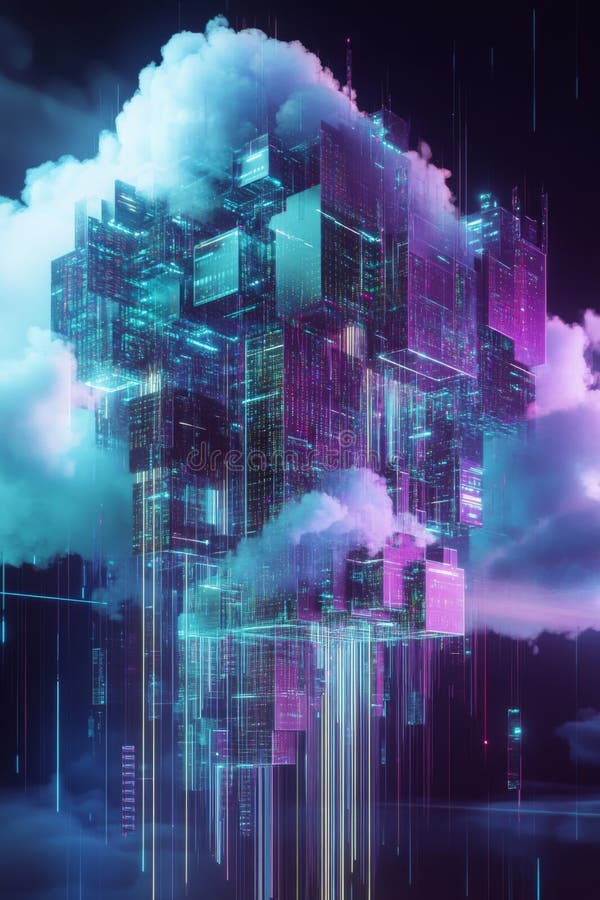 Visualizing High-Tech Cloud Storage Stock Illustration - Illustration of glowing, scifi: 356499549