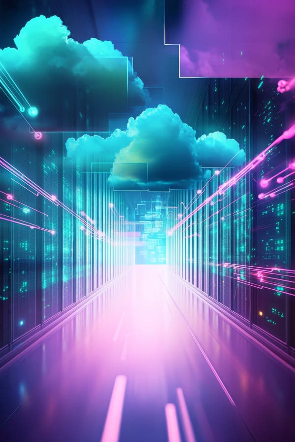 Visualizing High-Tech Cloud Storage Stock Illustration - Illustration of glowing, virtual: 356499556