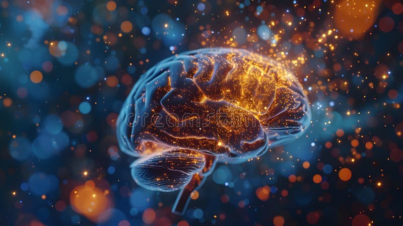 Visualizing the Human Brain with Brilliant Sparkles Stock Illustration ...