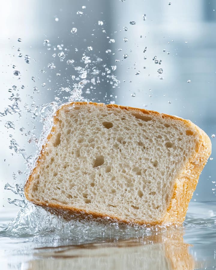Visualizing the Impact of Half a Bread Slice Hitting Water in a Dynamic Splash Stock Image ...