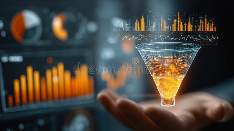 Visualizing a Marketing Funnel with Data Insights and Graphs Stock ...