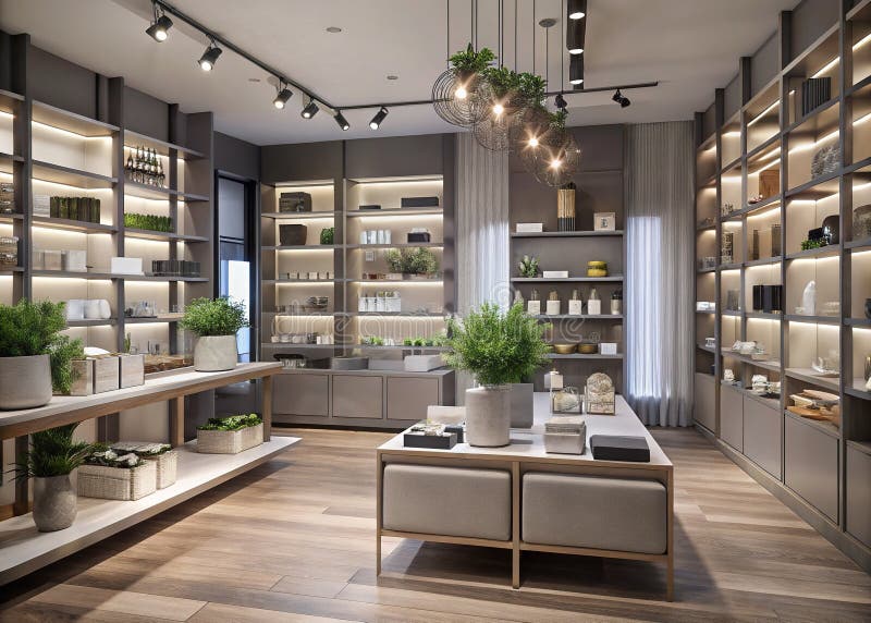 Visualizing a Modern Retail Space a 3D Planogram Illustrates a Sleek ...