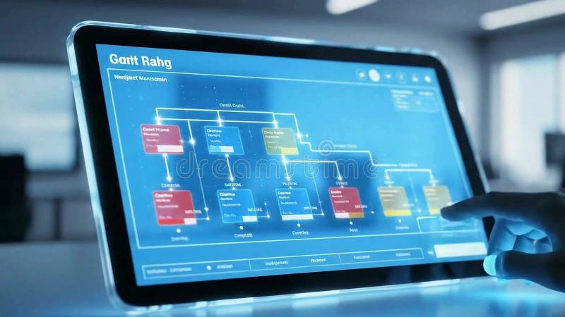 Visualizing Project Management with a Gantt Chart on a Modern Tablet Displaying Task ...
