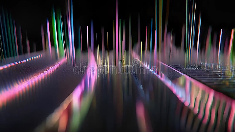 Visualizing Sound Waves in a Colorful Abstract Digital Display at Night ...