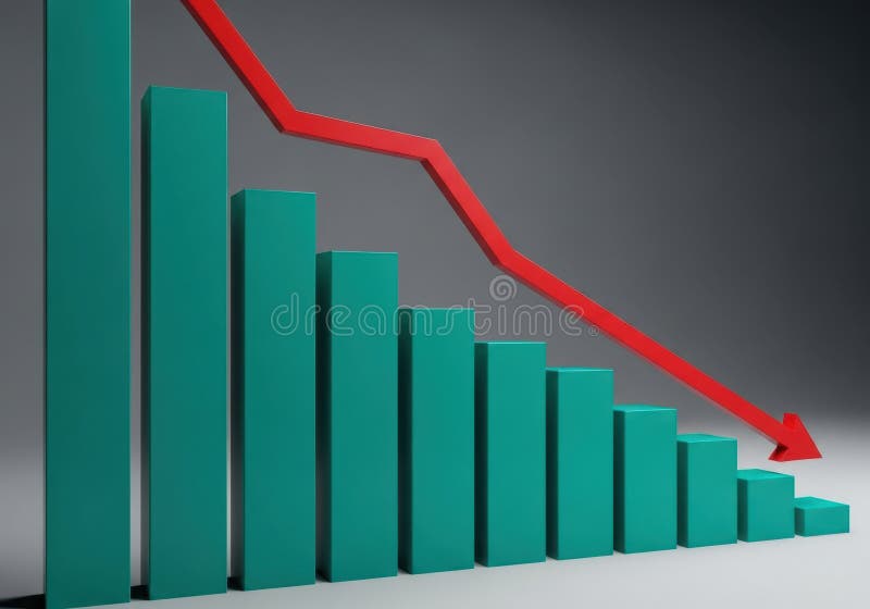 Visualizing a Steep Financial Decline a Red Trend Line Shows Downward ...