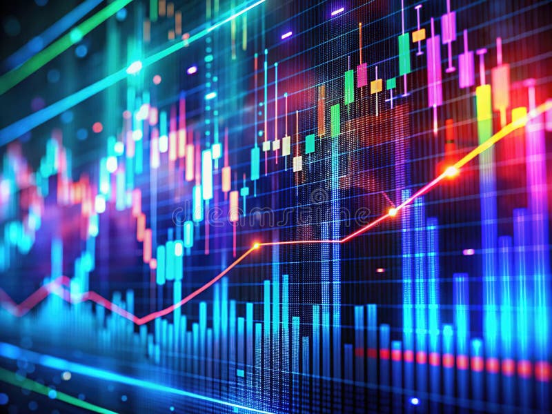 Visualizing Stock Market Trends with a Glowing Neon Abstract Financial ...