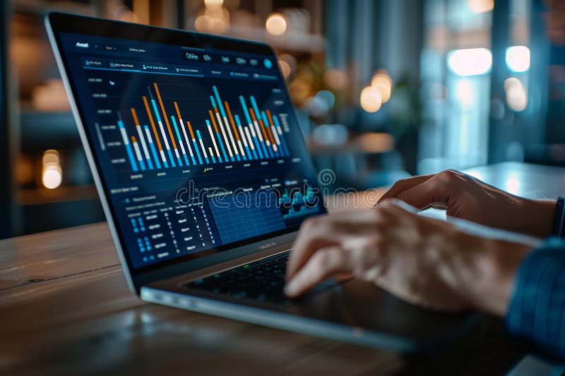 Visualizing Success, Sales Performance Charts on Your Laptop Stock ...