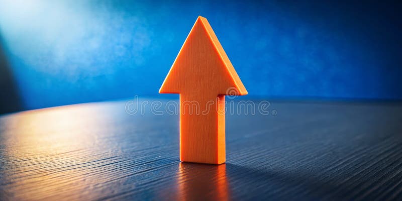 Visualizing Success an Upward Orange Arrow Against a Blue Background ...