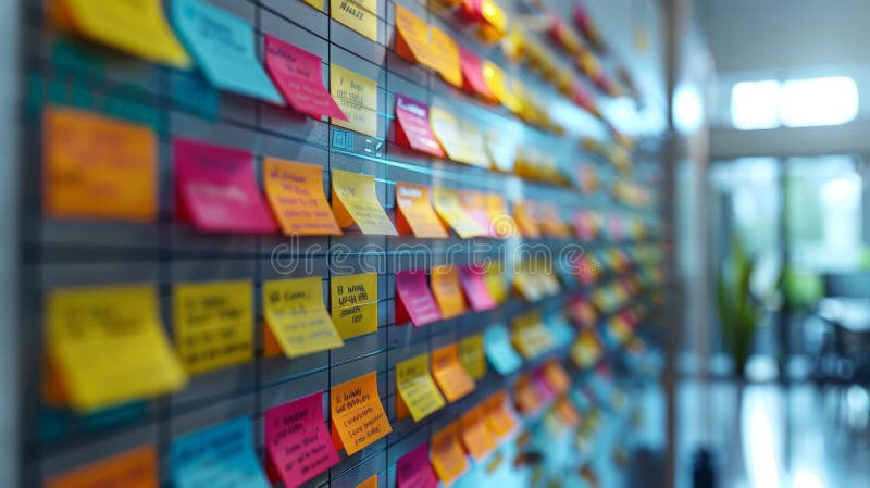 Visualizing Task Progress on a Digital Kanban Board. Stock Illustration ...