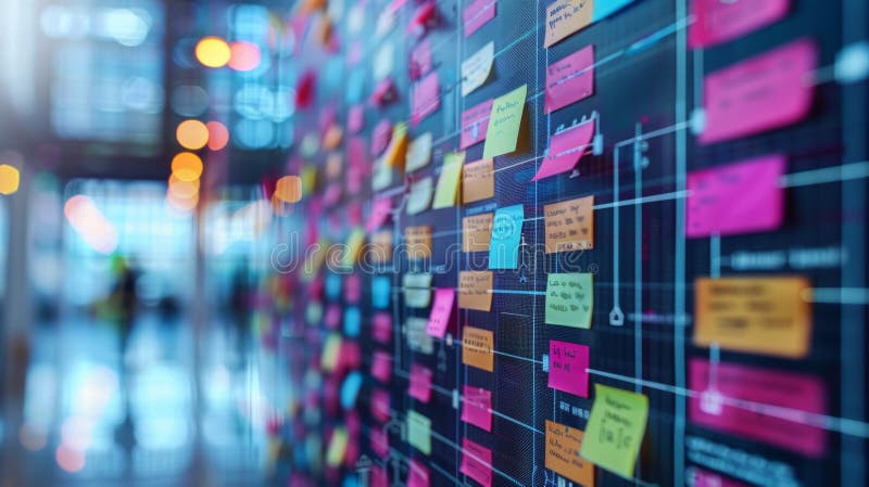 Visualizing Tasks Progress on Digital Post-it Board Stock Illustration ...