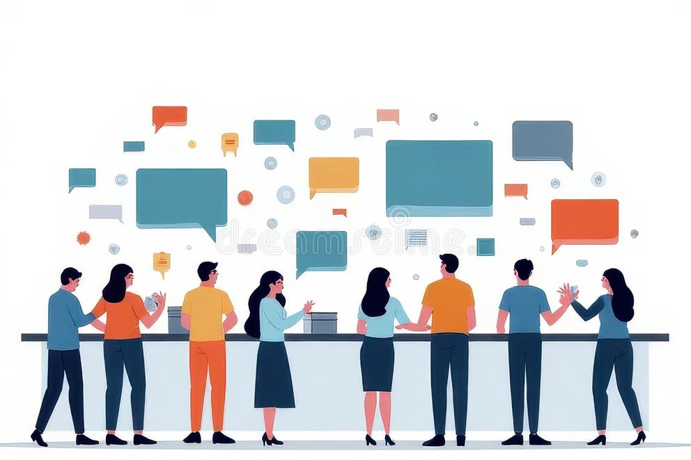 Visualizing Teamwork Interaction Stock Illustration - Illustration of ...