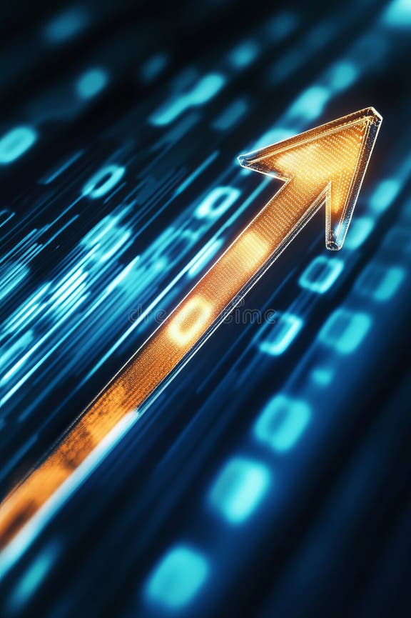 Visualizing Technological Progress with a Digital Arrow in Motion Stock ...