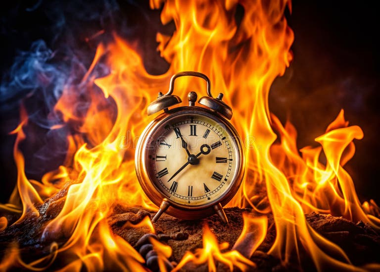 Visualizing Time Management Challenges a Burning Clock Illustrates ...
