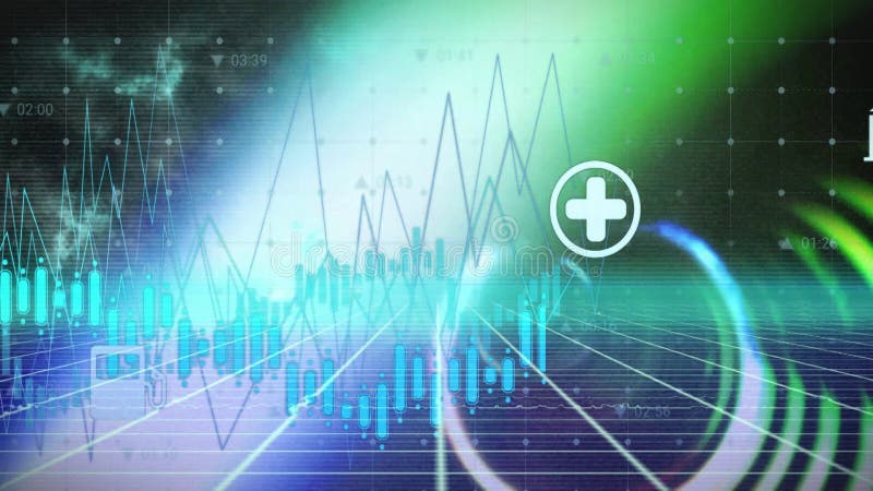 Visualizing White Plus Icon Hovering Above Neon Candlestick Charts ...