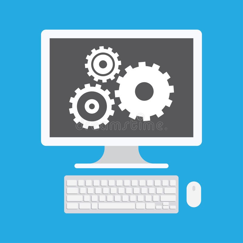 Visualizzatore Del Computer Ed Icona Dell'ingranaggio Illustrazione ...