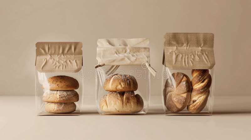 Assorted Baked Goods in Transparent Packaging on Light Background Stock ...