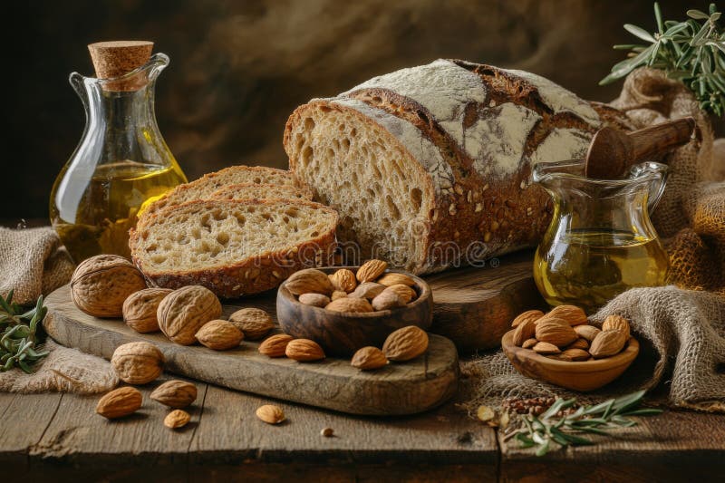Artistic Whole Grain Bread Display Stock Illustration - Illustration of ...